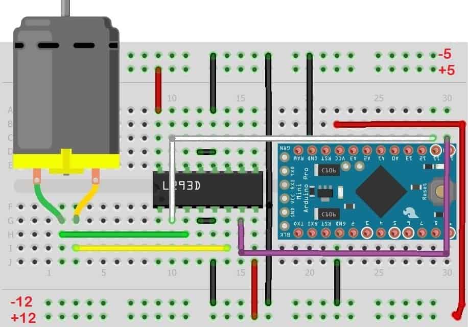 How To Control Dc Motor Speed And Direction Using An L293d And An Arduino Circuit Basics